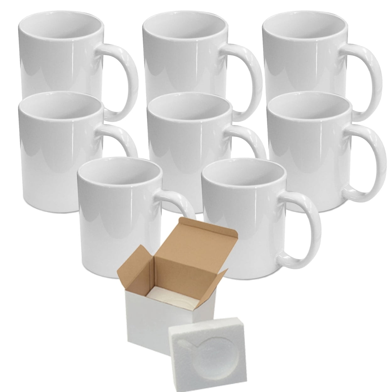 MUGSIE 8 PCS 11OZ Ceramic Sublimation Mugs for Heat Printing, Coffee ...