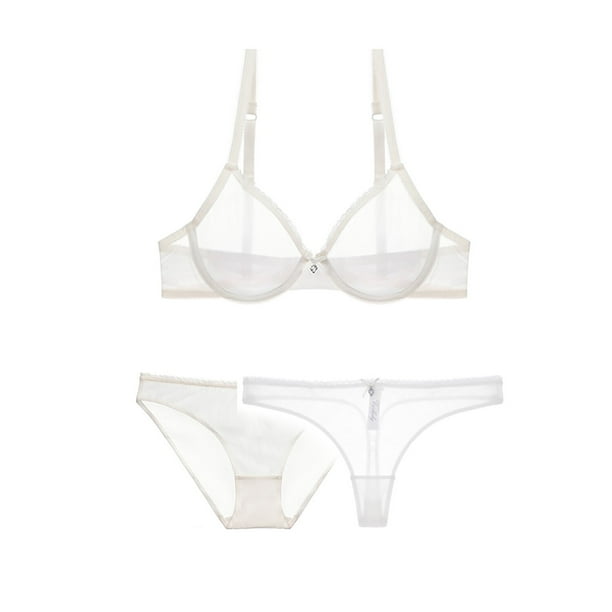 Varsbaby Women See-Through Lace Mesh Bra Transparent Sheer Bras Set for ...