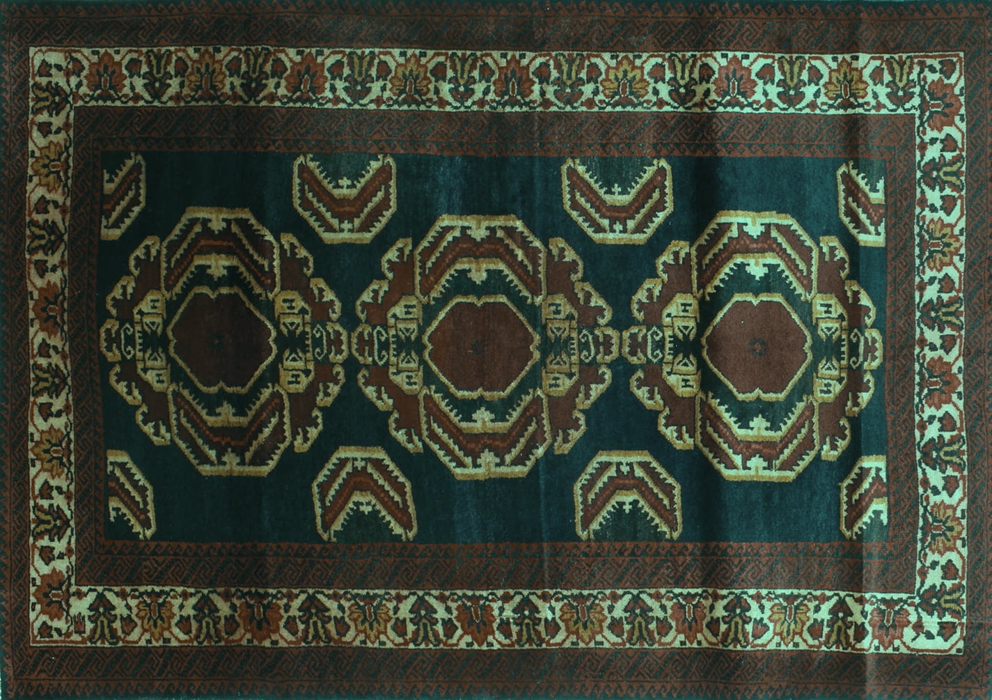 Ahgly Company Indoor Rectangle Persian Turquoise Blue Traditional Area ...