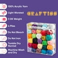Craftiss Acrylic Yarn for Crochet, 30 Skeins, 1300 Yards, 8s/4, DK ...