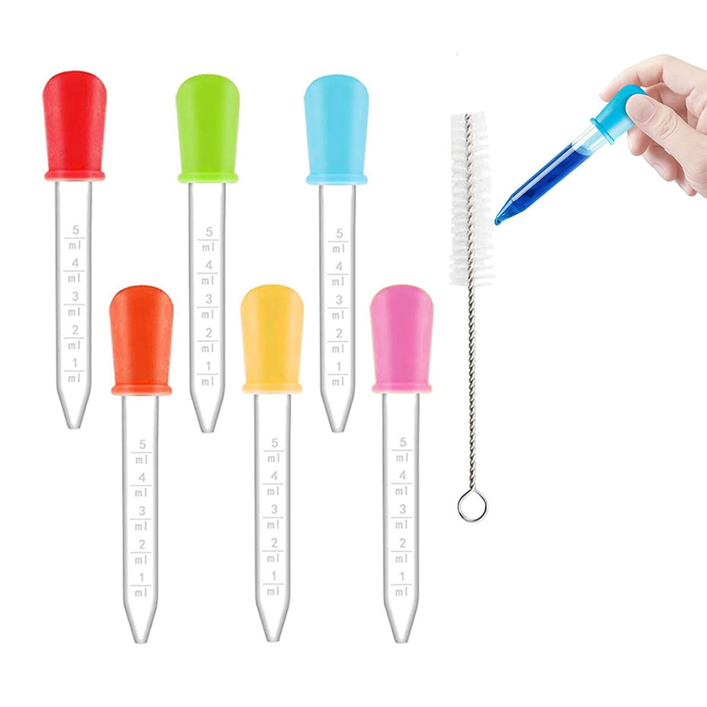 6 Pack Liquid Dropper Silicone and Plastic Droppers Pipettes with Bulb ...