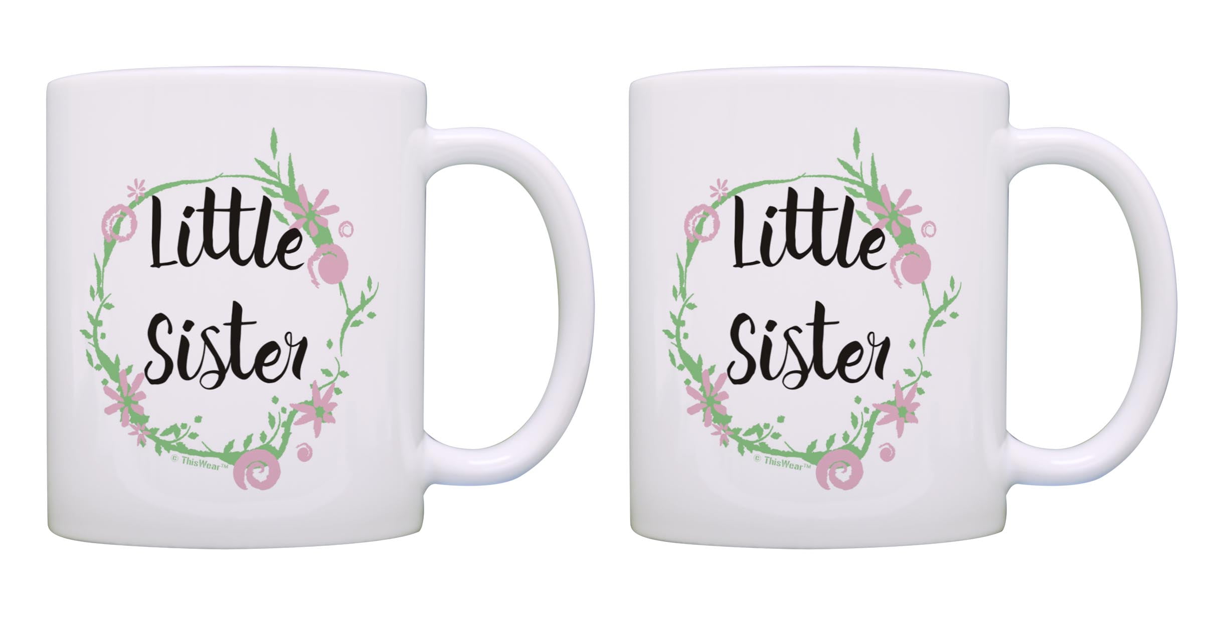 ThisWear Younger Sibling Mugs Little Sister Gifts Floral Sisters Gift ...