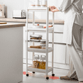 FTCBJJA 4 Tier Plastic Storage Shelf Rack Floor Storage Shelving with ...