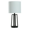 Mainstays Black Metal Cage Table Lamp with Wood Accents and Drum Shade ...