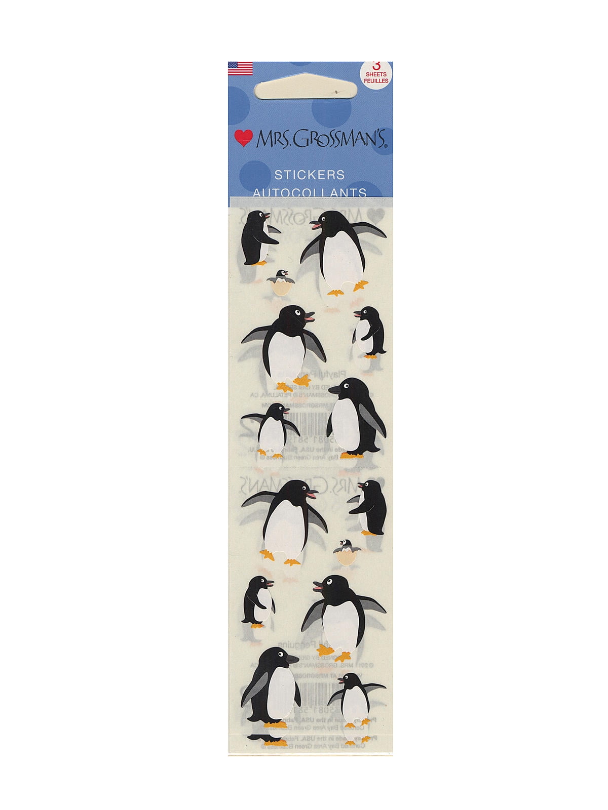 Regular Sticker Packs standard, playful penguins, 3 sheets (pack of 6 ...