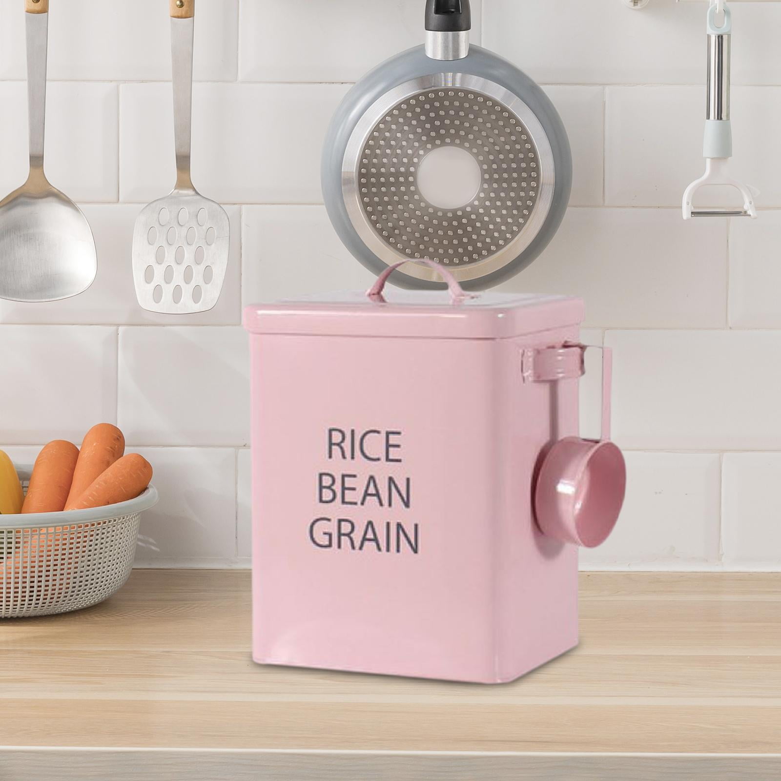 Metal Rice Storage Box,Rice Container with Lid and handle, Sealed Food ...