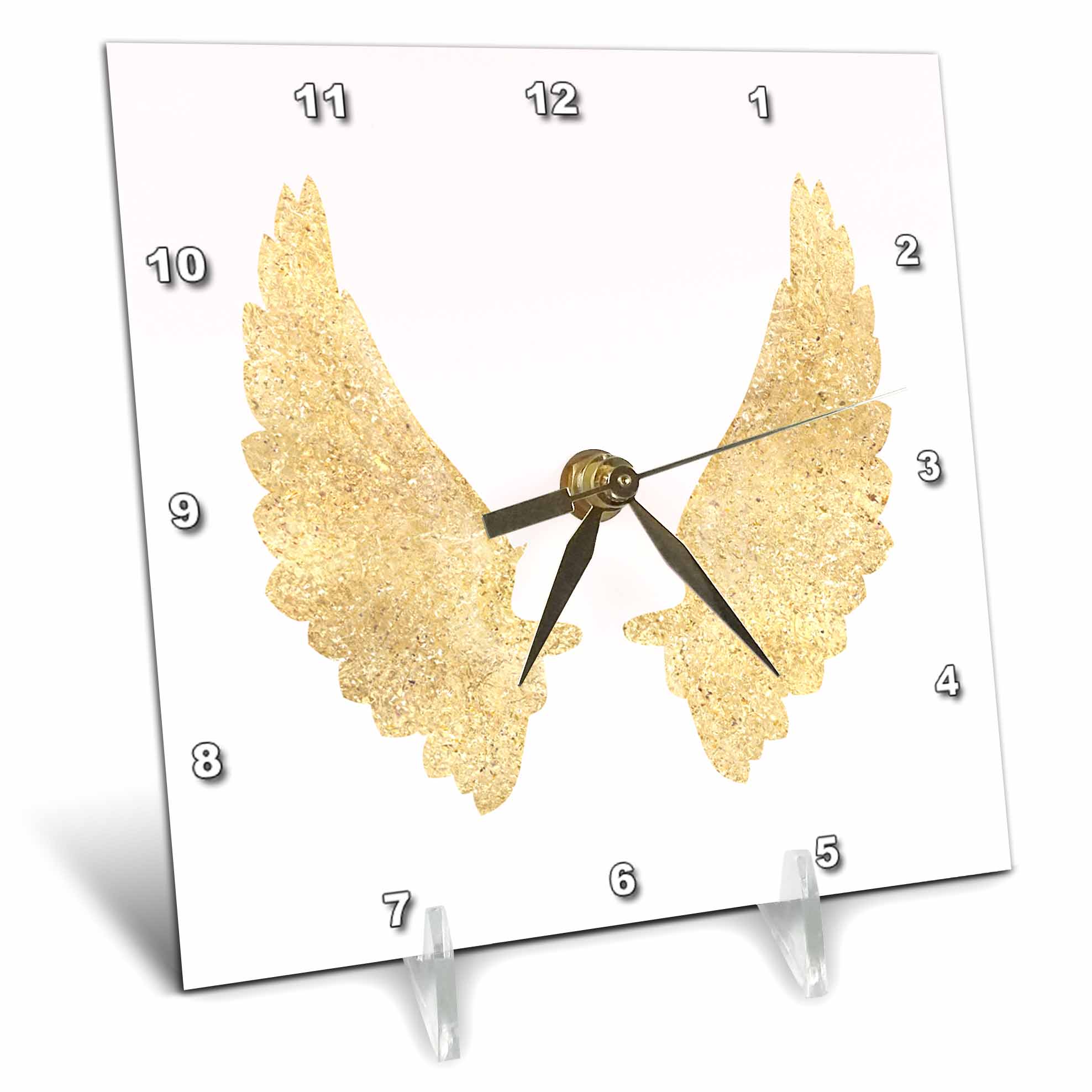 Image of Blush Pink Ombre Gold Angel Wings 6x6 Desk Clock dc-280682-1 ...