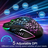 TSV Wireless Gaming Mouse, Rechargeable 2.4G, Ergonomic RGB Optical ...