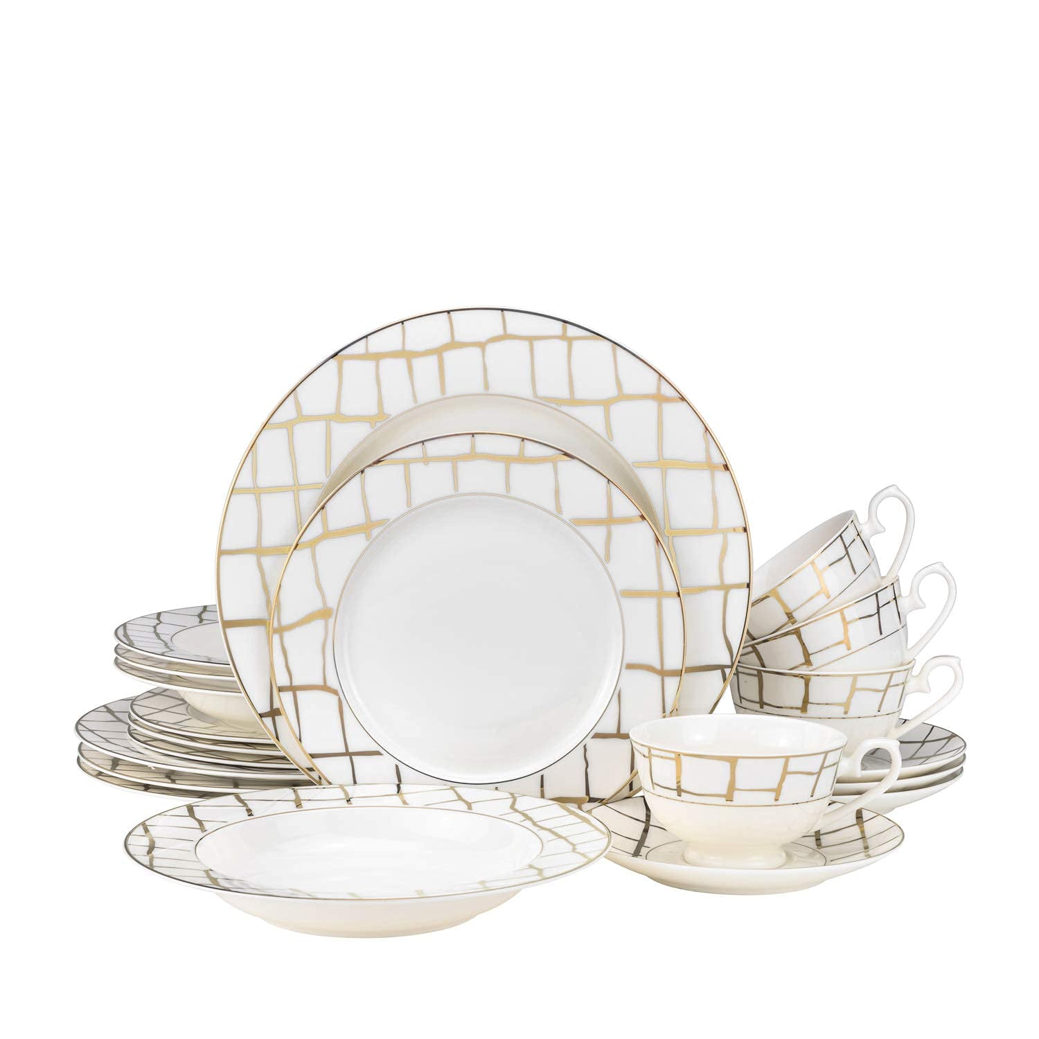 Euro Porcelain 57-pc Banquet Dinnerware Set, Luxury Bone China ...