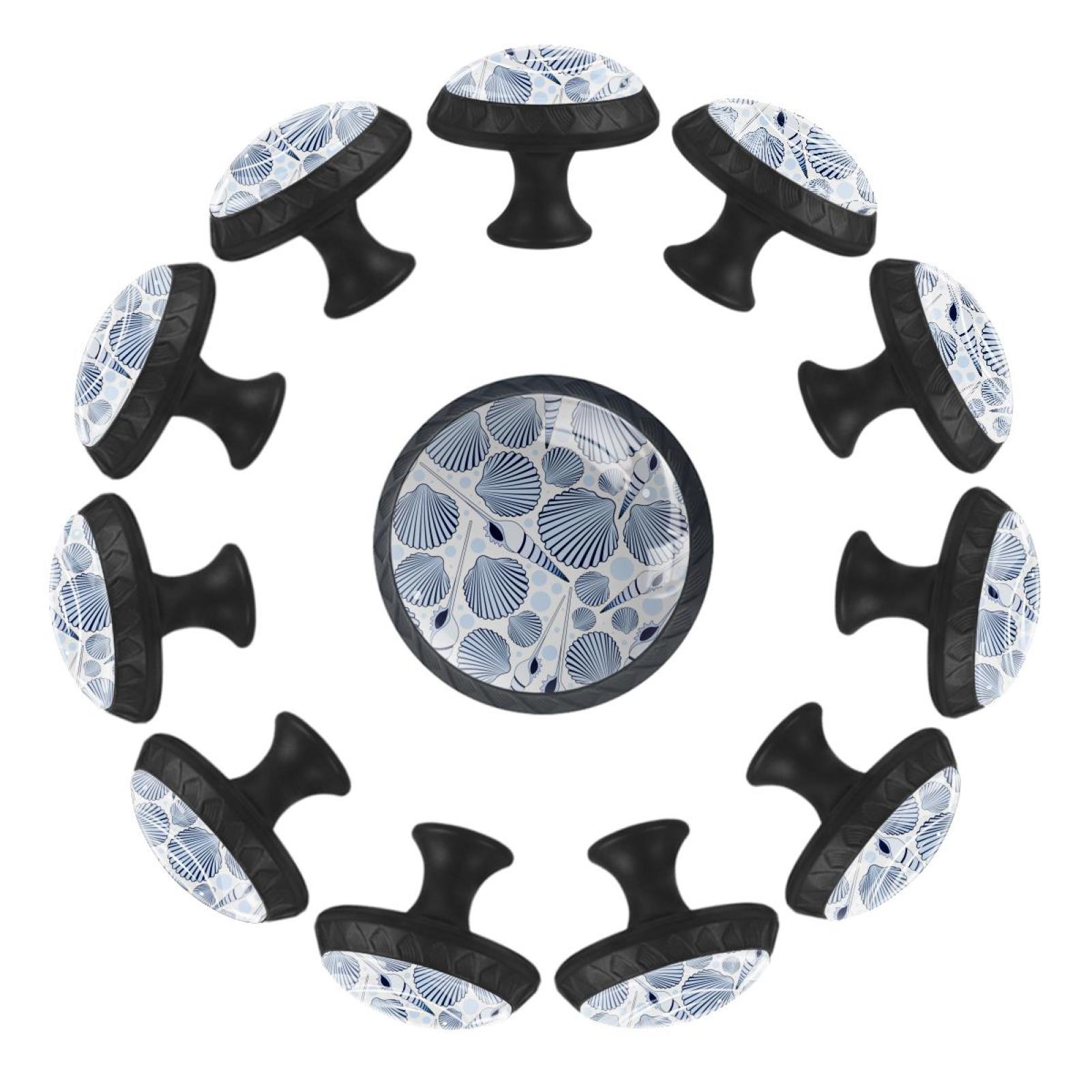 12 Pack Round Crystal Glass Knobs Conch Sea Snail Pull Handle for ...