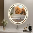 ELECWISH 24"Round Led Bathroom Mirror with Lights, Backlit and Front ...
