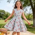Afdoent Girls Dress Kids Sleeveless Floral Print Dress With Bow Tie ...