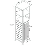 Linon Harding 6-Shelf Single Door Bathroom Cabinet, Natural Bamboo ...