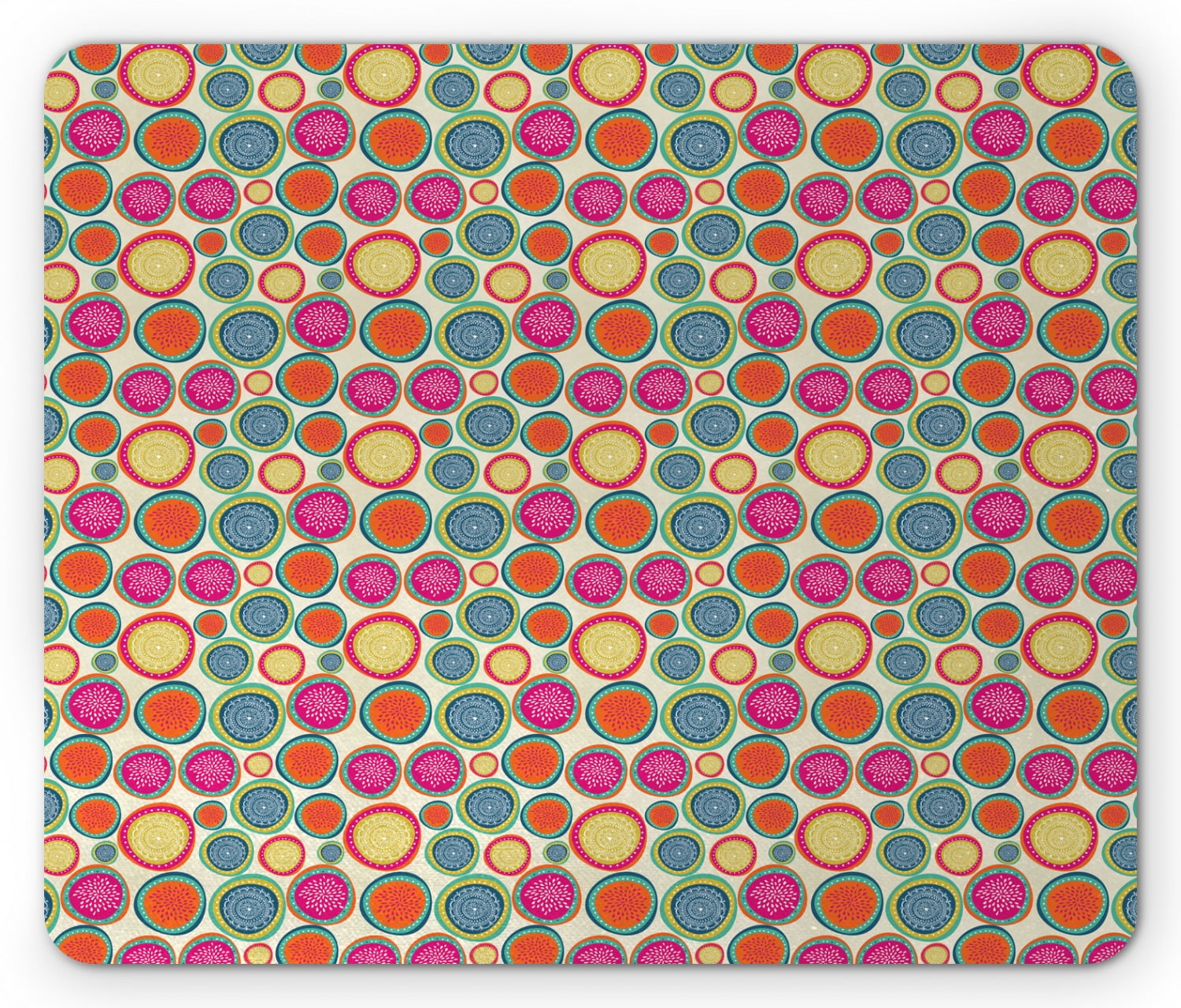 Colorful Mouse Pad, Doodle Style Lively Colored Round Shapes with and ...