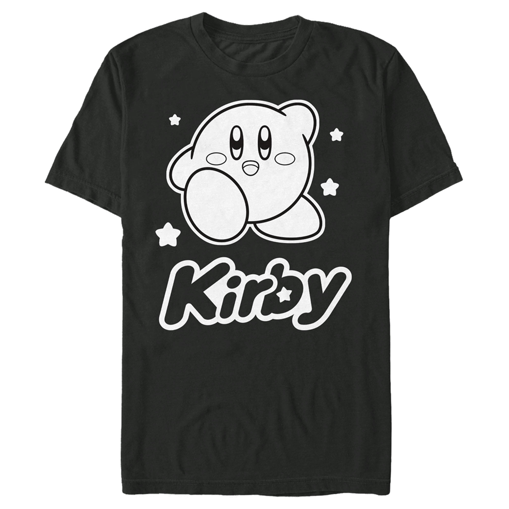 Men's Nintendo Kirby Black and White Portrait Graphic Tee Black Large ...