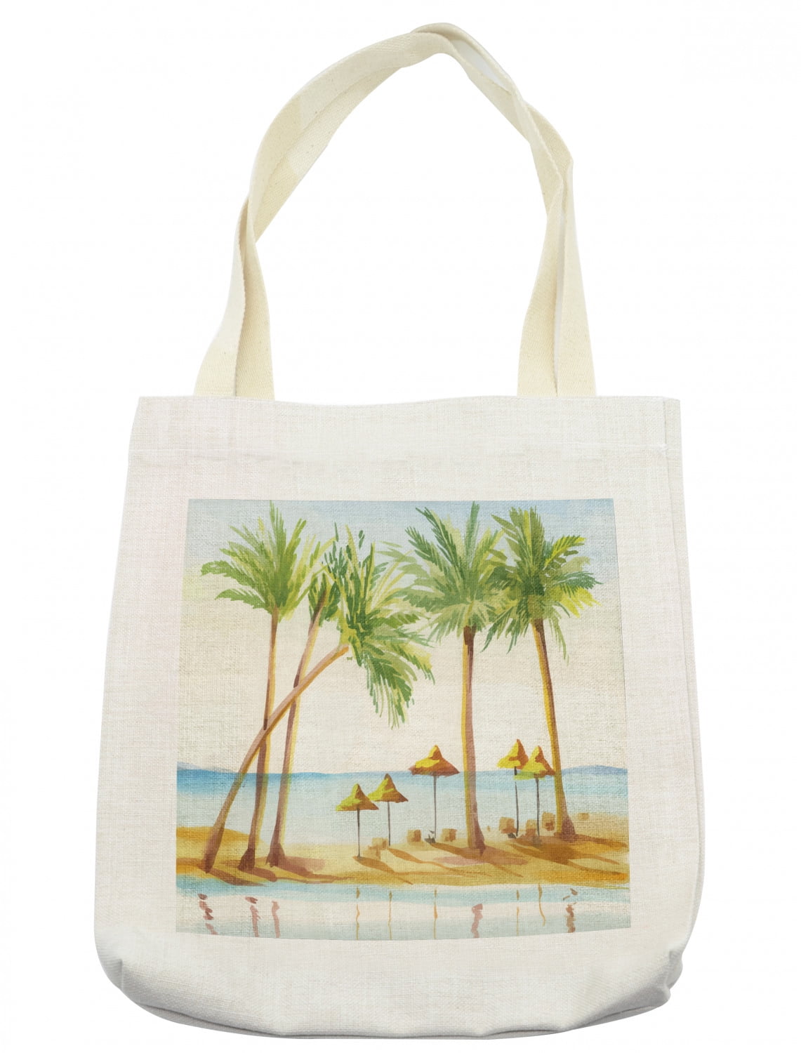 Tropical Tote Bag, Tropical Island Sandy Beach with Palm Trees Paradise ...