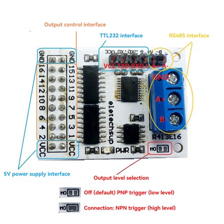 Relay Module RS485 Modbus RTU Modbus RTU 16 Channel Controller Modules ...