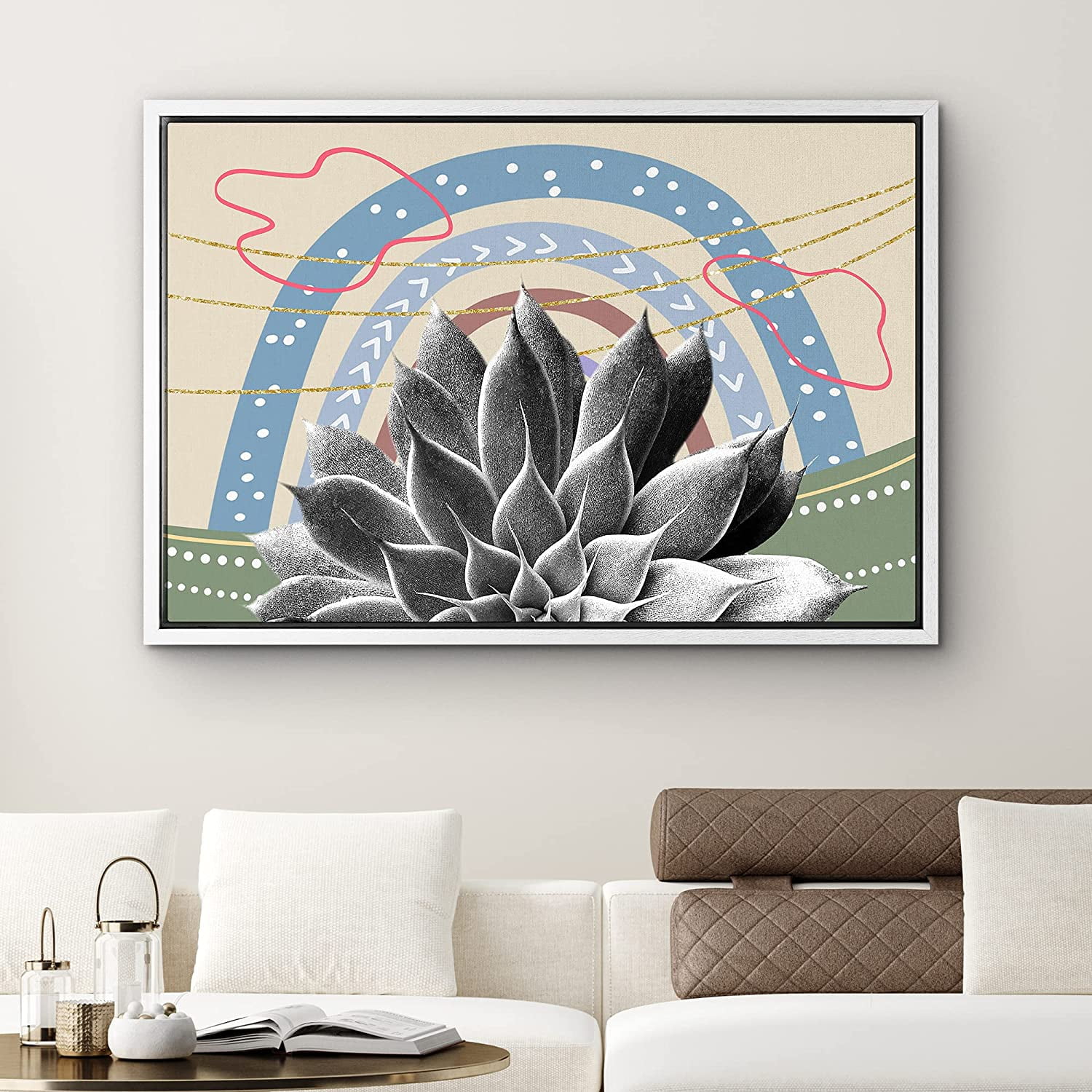 PixonSign Framed Canvas Print Wall Art Green Turtle Swims Into View ...
