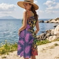 Binienty Crewneck Dress with Tropical Pattern, Sleeveless Tiered Mini ...