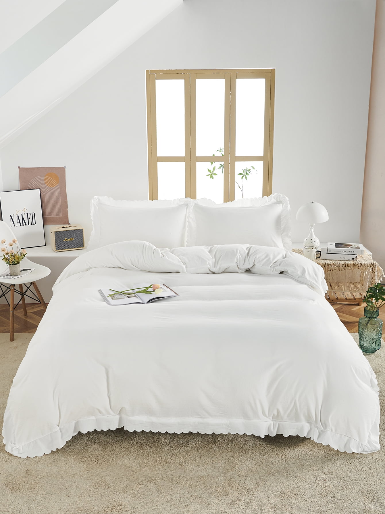 Move Over White Ruffle Bedding Sets King Boho Duvet Cover Set Washed ...