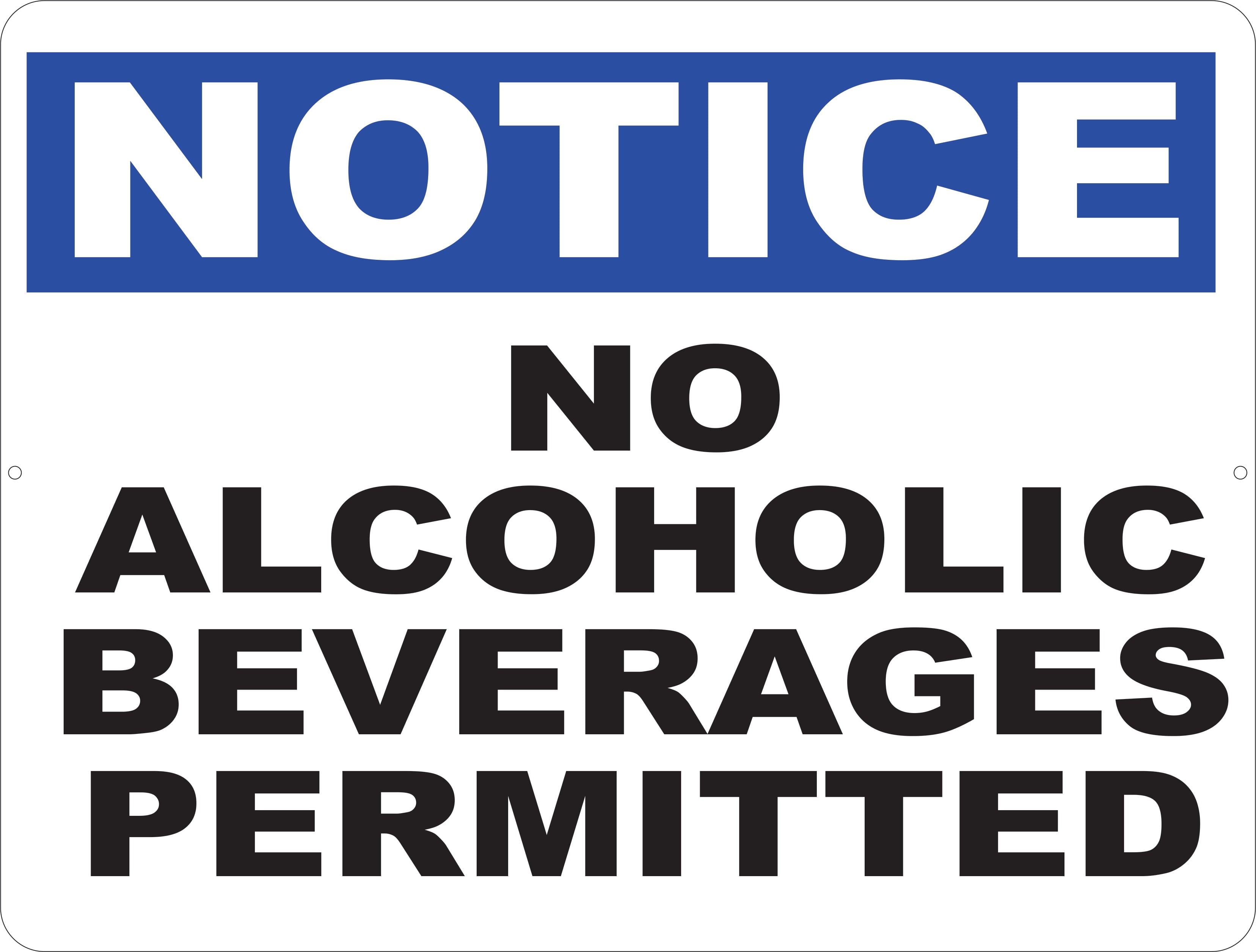 Notice No Alcoholic Beverages Permitted Sign - Walmart.com