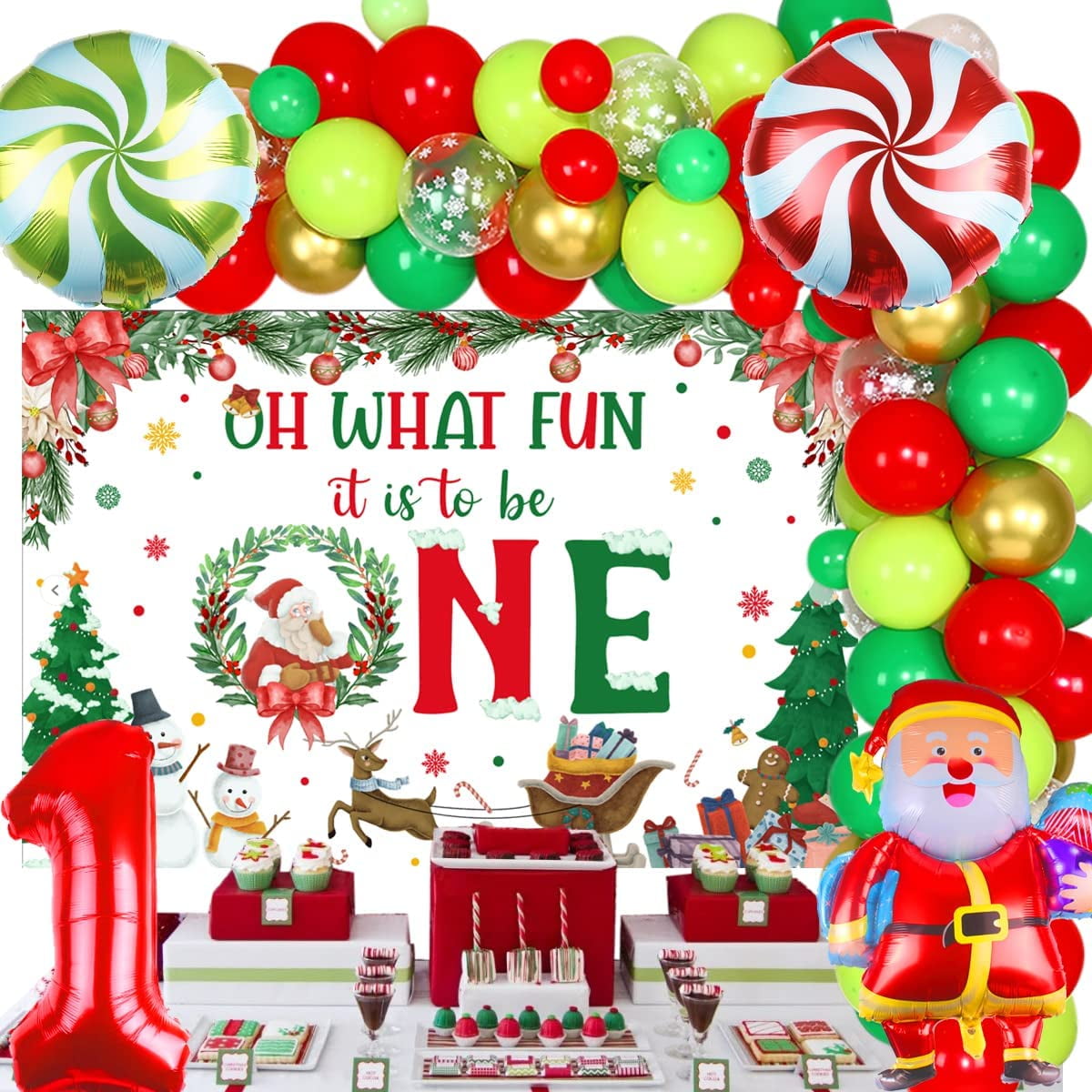 Click here for Joymemo Christmas First Birthday Party Decorations... prices