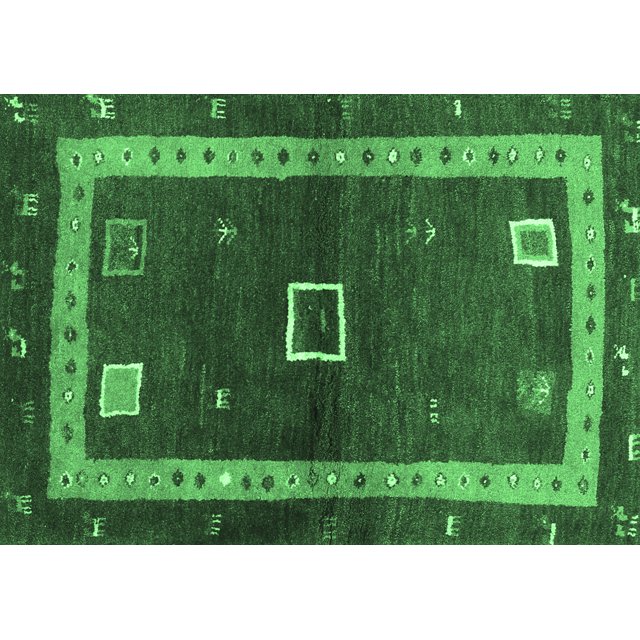 Ahgly Company Indoor Rectangle Abstract Emerald Green Contemporary Area ...