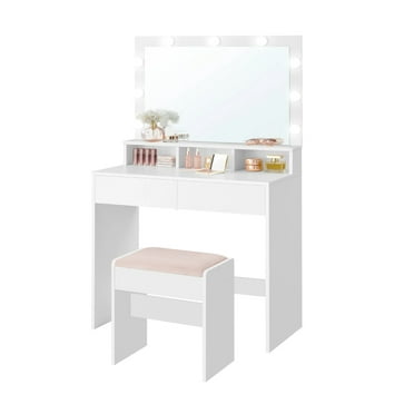Boahaus Aphrodite Modern Vanity Table, White Finish, for Bedroom ...
