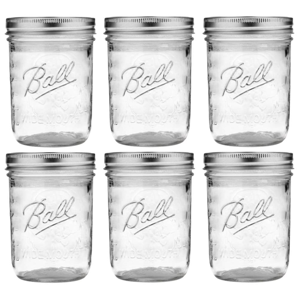 Ball Glass Mason Jar Wide Mouth With Lid and Band 16oz Pint Preserves ...