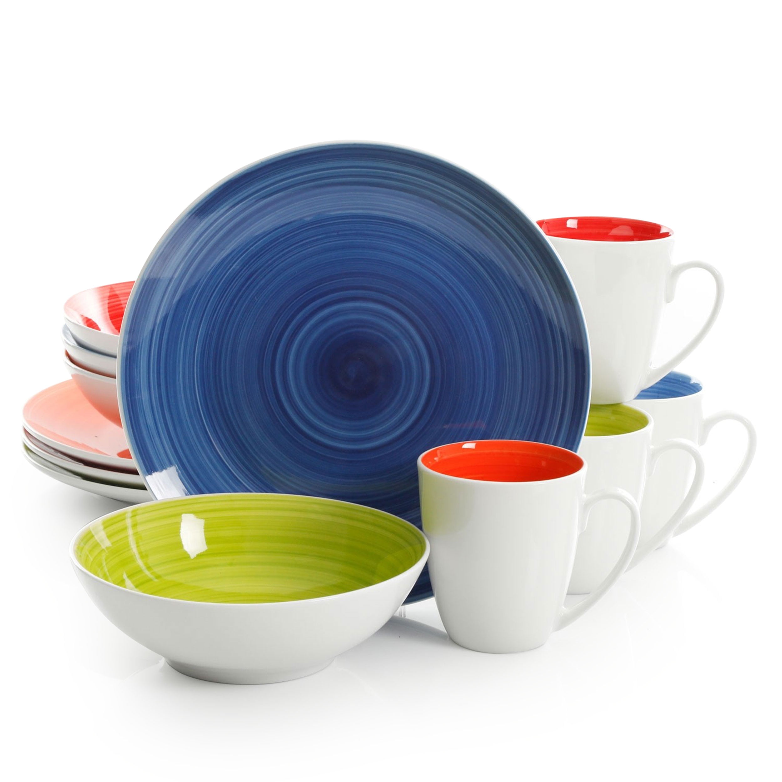 Gibson Crenshaw 12 Piece Round Ceramic Dinnerware Set in Assorted ...