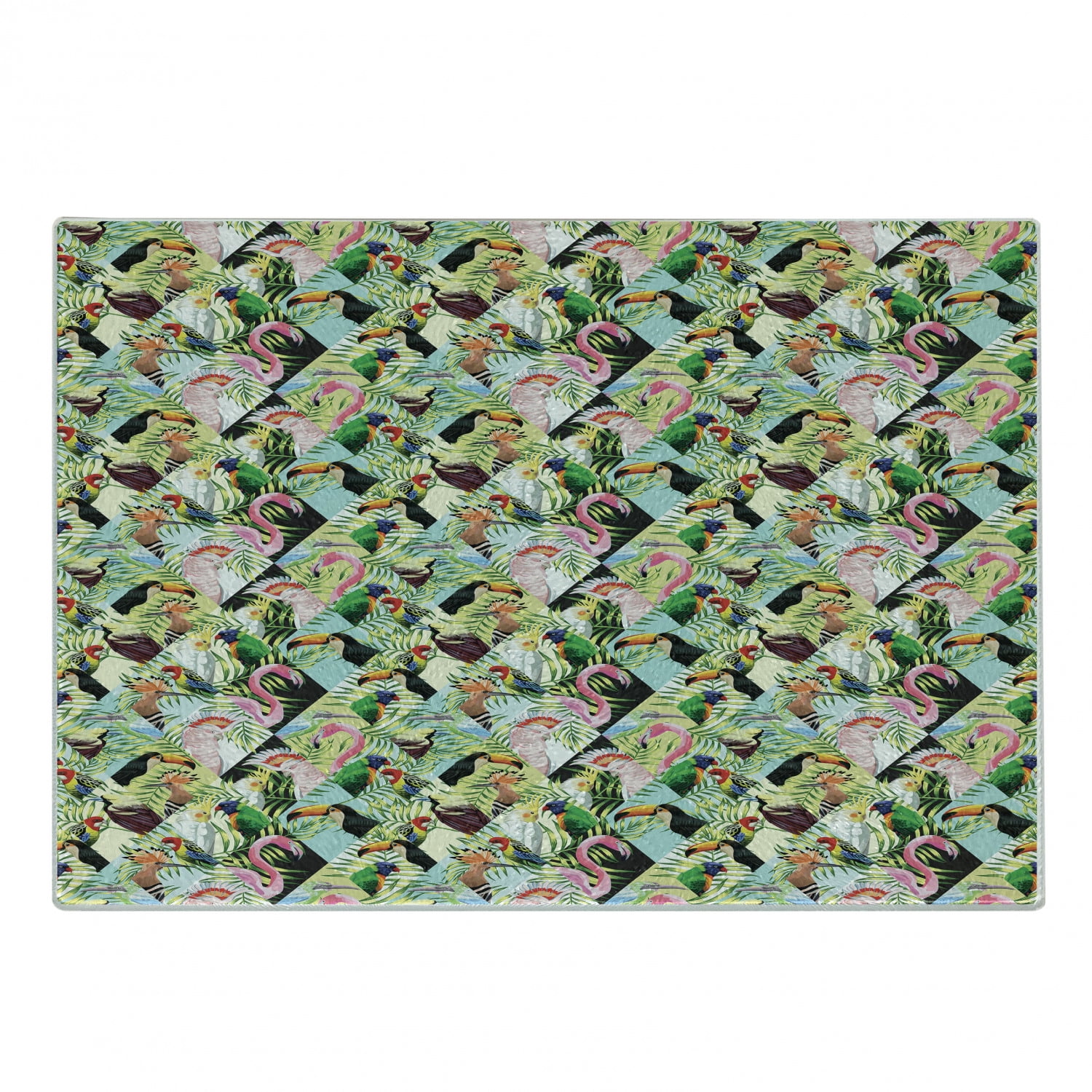 Luau Cutting Board, Tropical Climate Wildlife Jungle Inspired Grid ...
