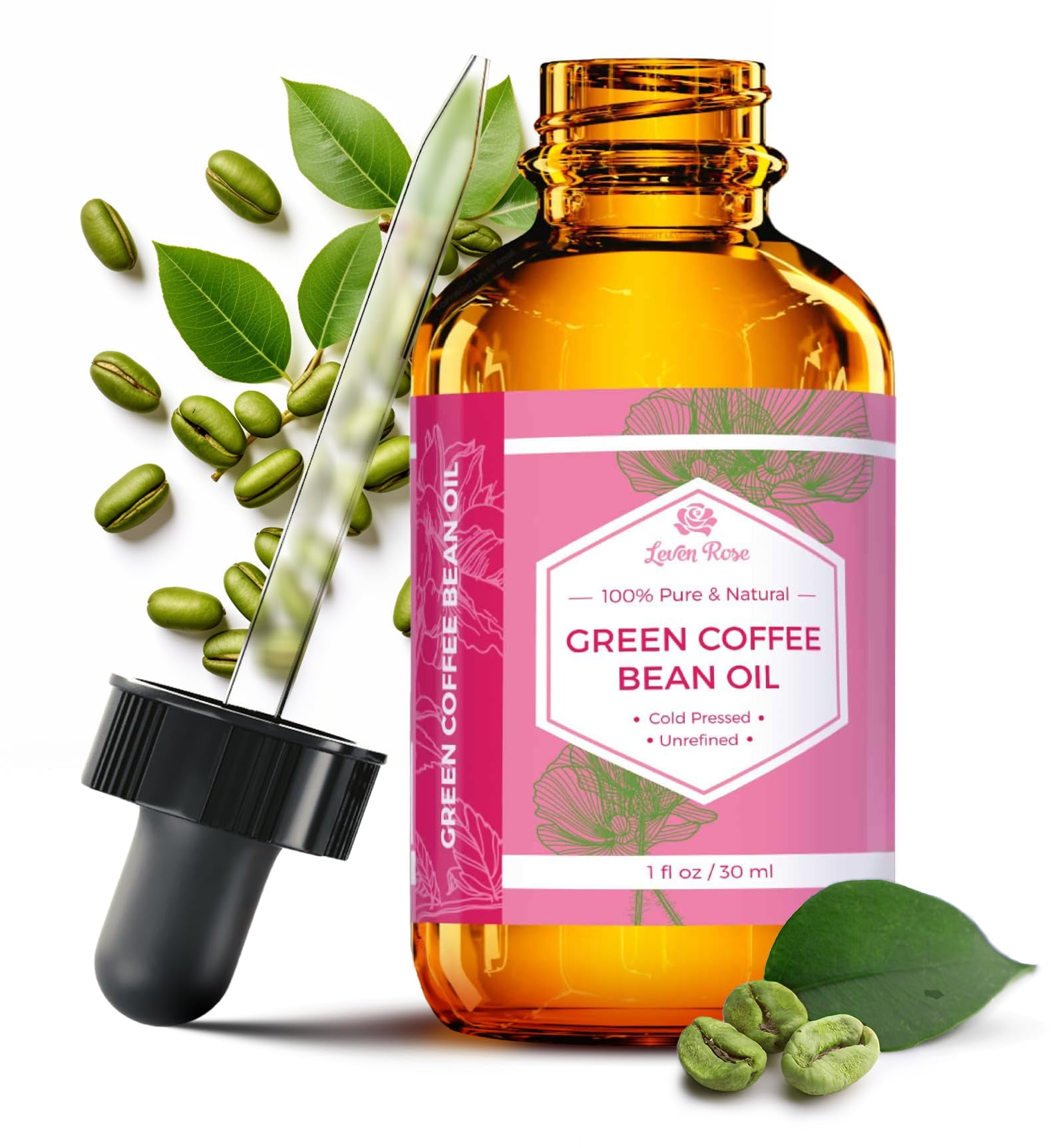 Aceite de grano de café verde Leven Rose 100% natural, puro, prensado ...