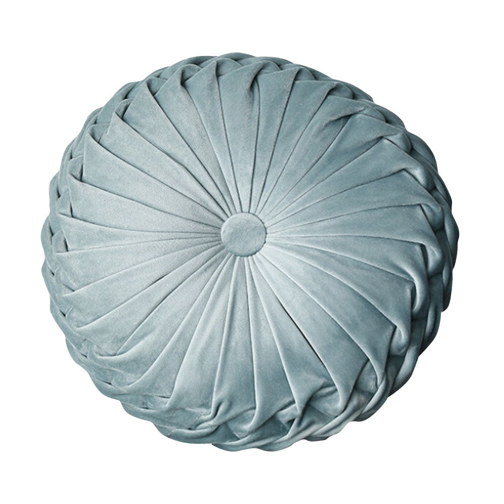 Round Cushions Pillows, Solid Color Velvet Chair Sofa Pumpkin Throw ...
