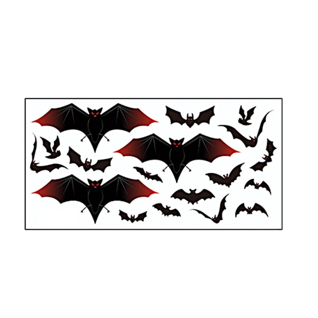 Wovilon Halloween Decorative Sticker Funny Red Wing Bat Window Sticker ...