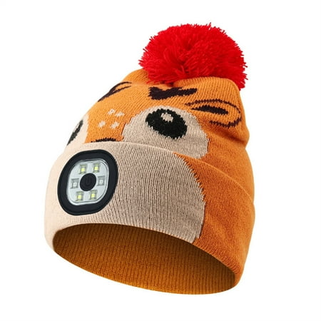 Nituyy Kids Boys Girls Beanie Warm Hat with Light LED USB Rechargeable ...