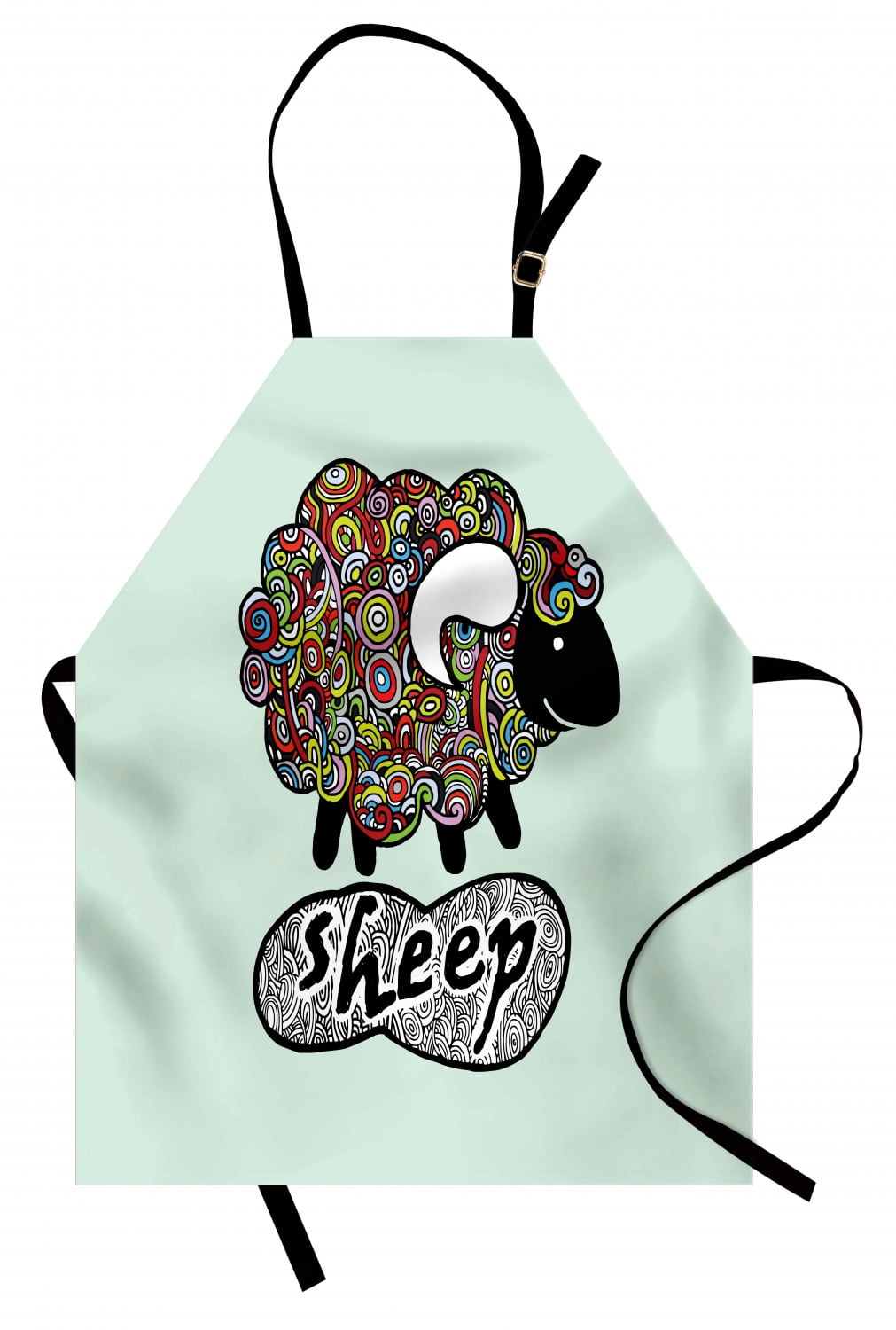 Indie Apron Hipster Doodle Funny Sheep with Colorful Spiral Swirls ...