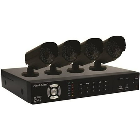 FIRST ALERT SECURITY CAMERA SYSTEM - 8 CHANNEL DVR WITH 4 WIRED CAMERAS ...