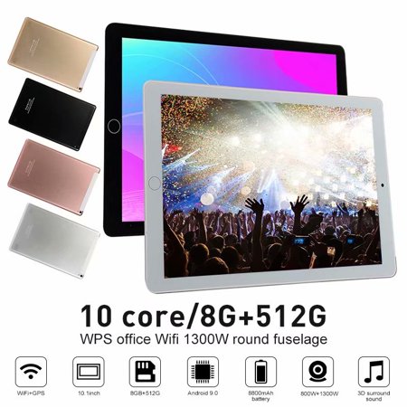 10.1inch 8G+512G WiFi Tablet Android 9.0 HD 1960 x 1080 Bluetooth Game ...