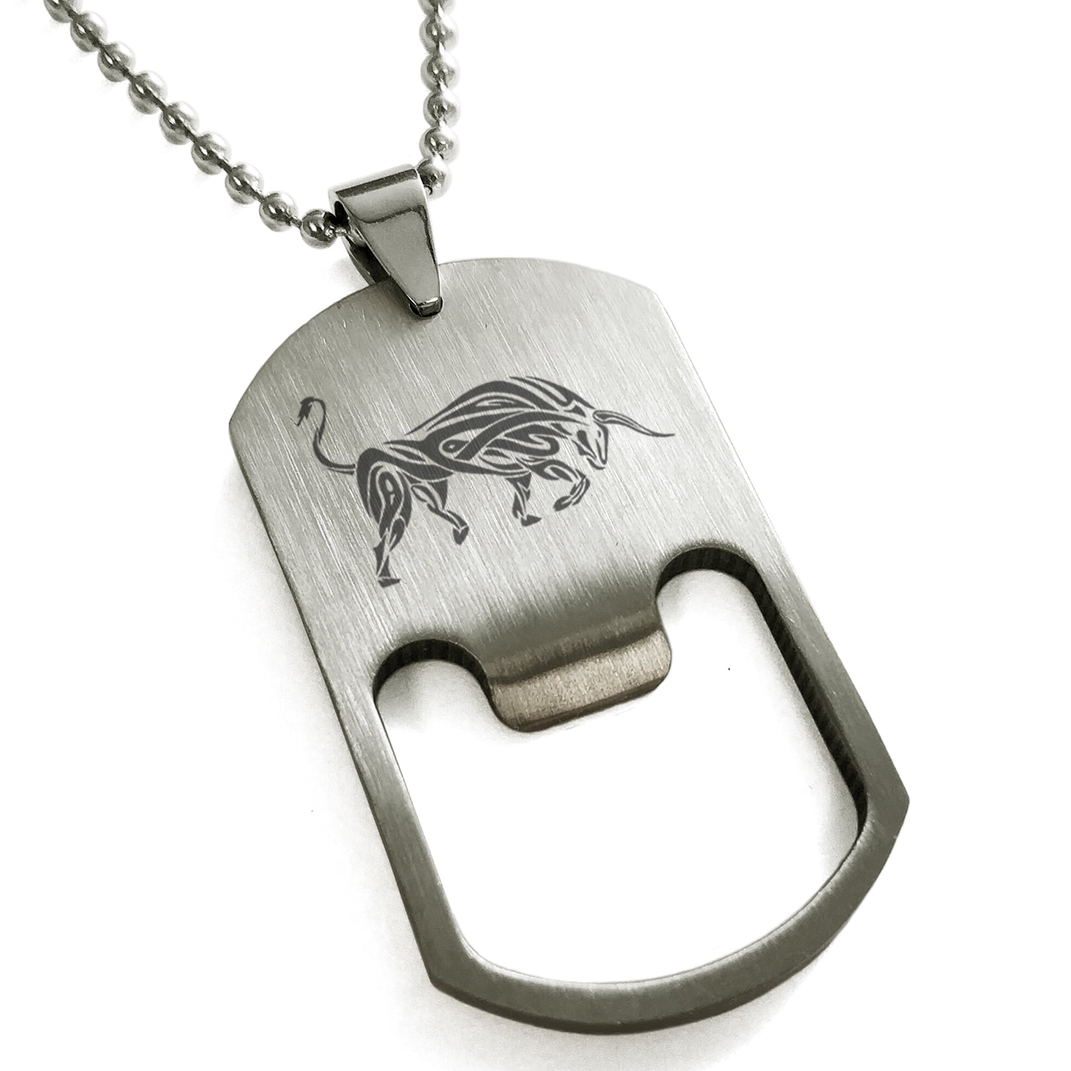 Stainless Steel Celtic Bull Rune Engraved Bottle Opener Dog Tag Pendant ...