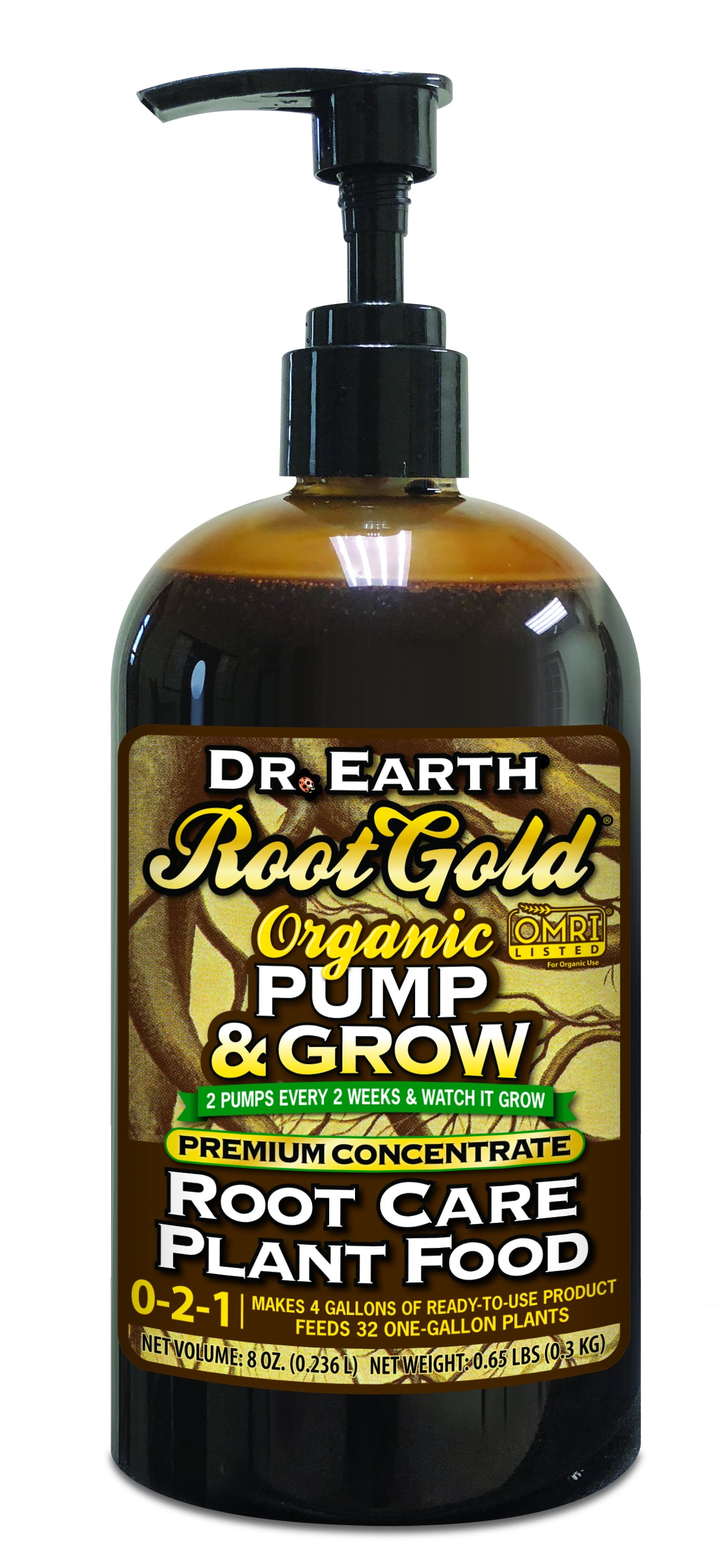 Dr. Earth Pump & Grow Root Gold Root Care Liquid Fertilizer, 8 oz Pump ...
