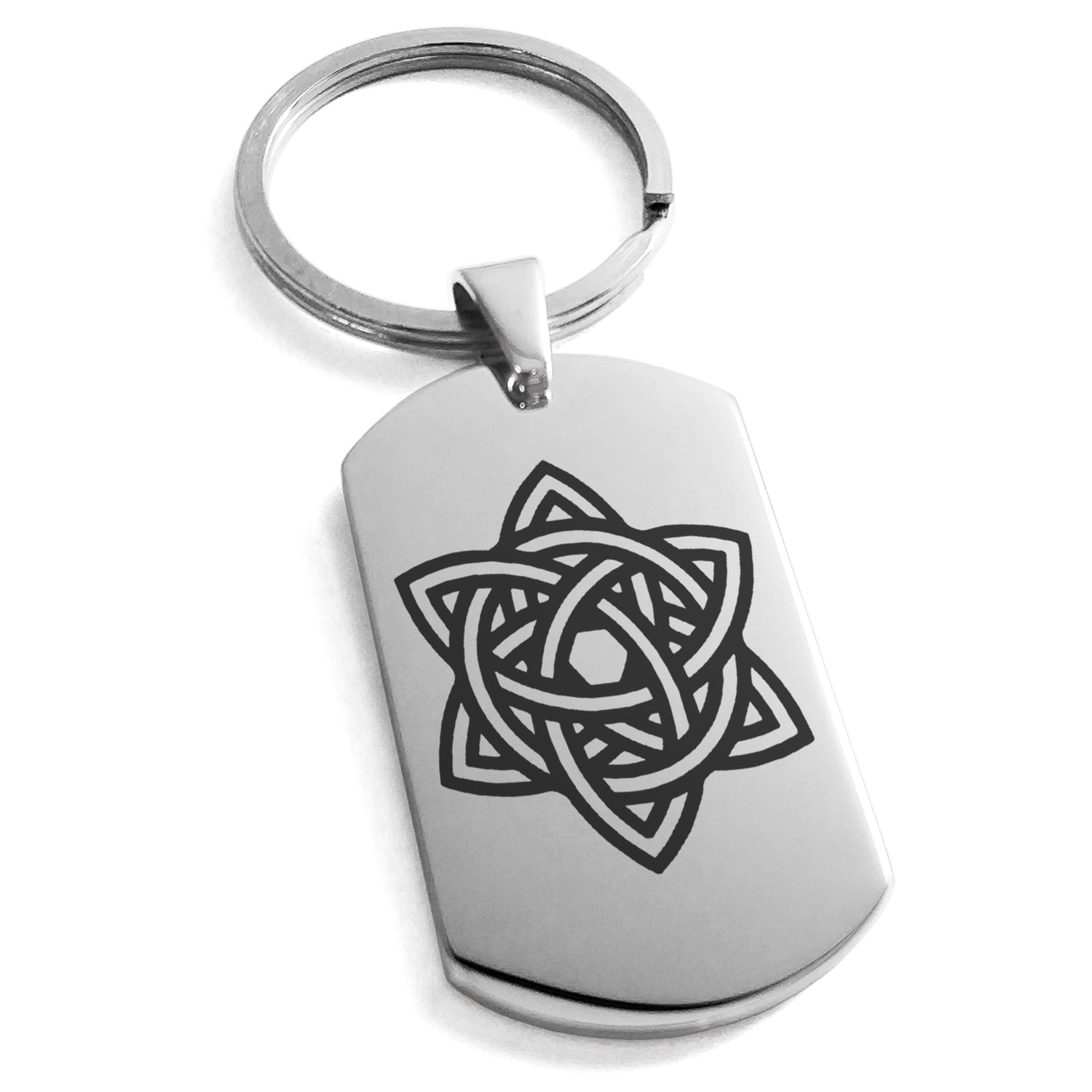 Stainless Steel Celtic Triquetra Eternity Star Knot Engraved Dog Tag ...