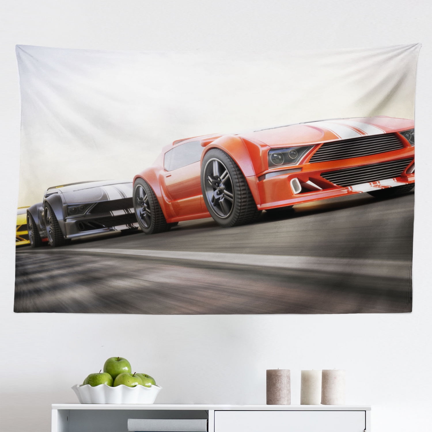Cars Tapestry, Generic Formula Racing Car Illustration with Special ...