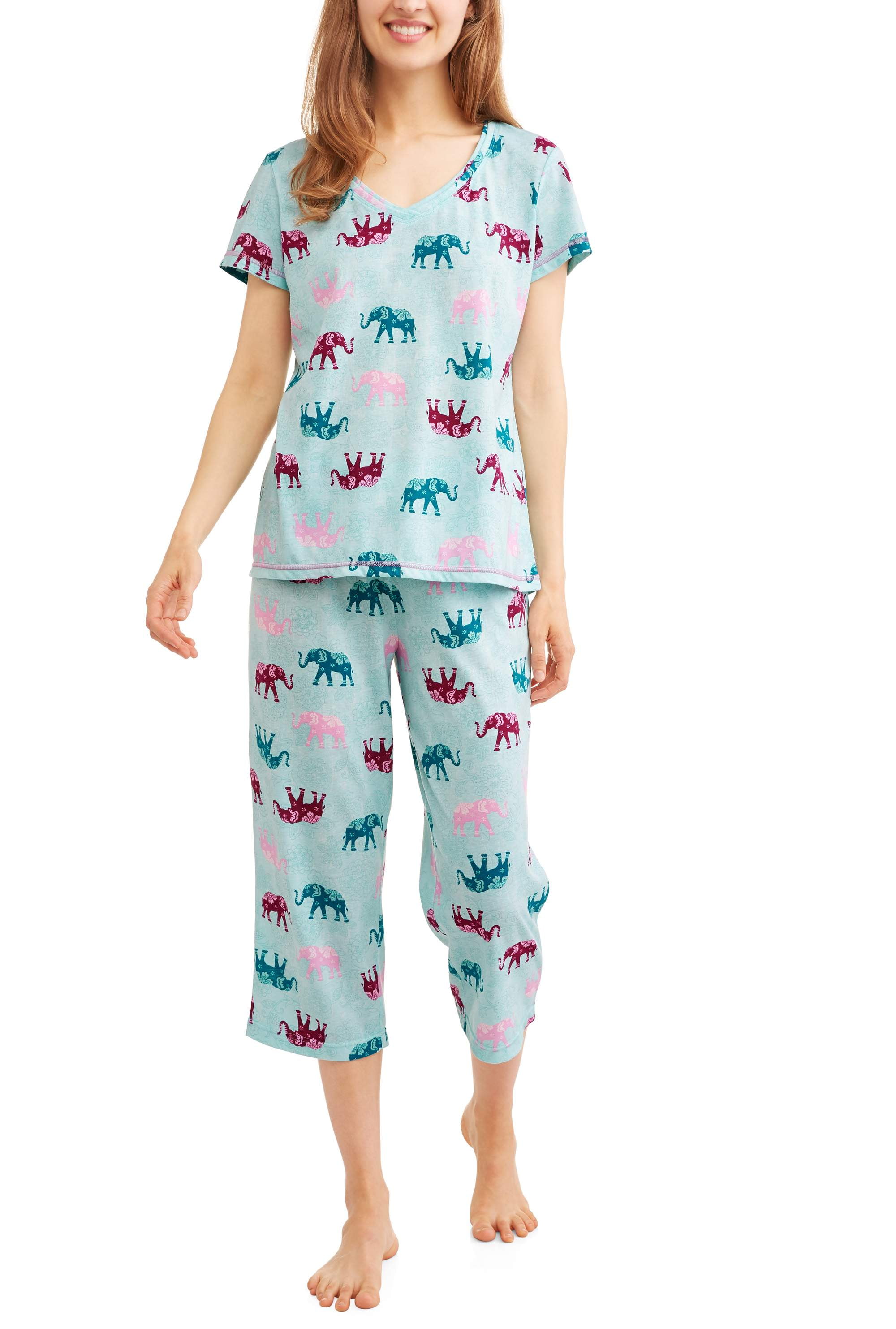 Secret Treasures Womens Pajama Tee And Capri Sleep Pant 2 Piece