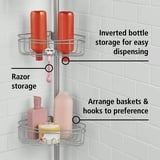 Mainstays Tension Rod Shower Caddy, 3-Tier Corner Pole, Adjustable from ...