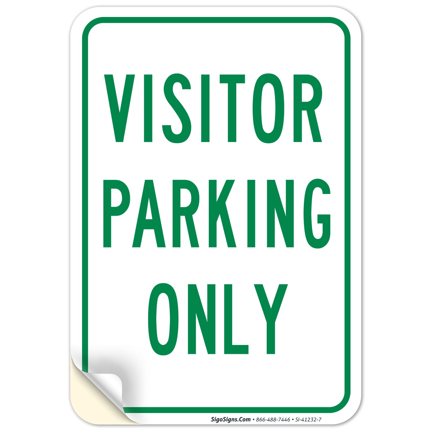 Only Visitor Parking Green Sign, 10x7 Vinyl Sticker - Walmart.com