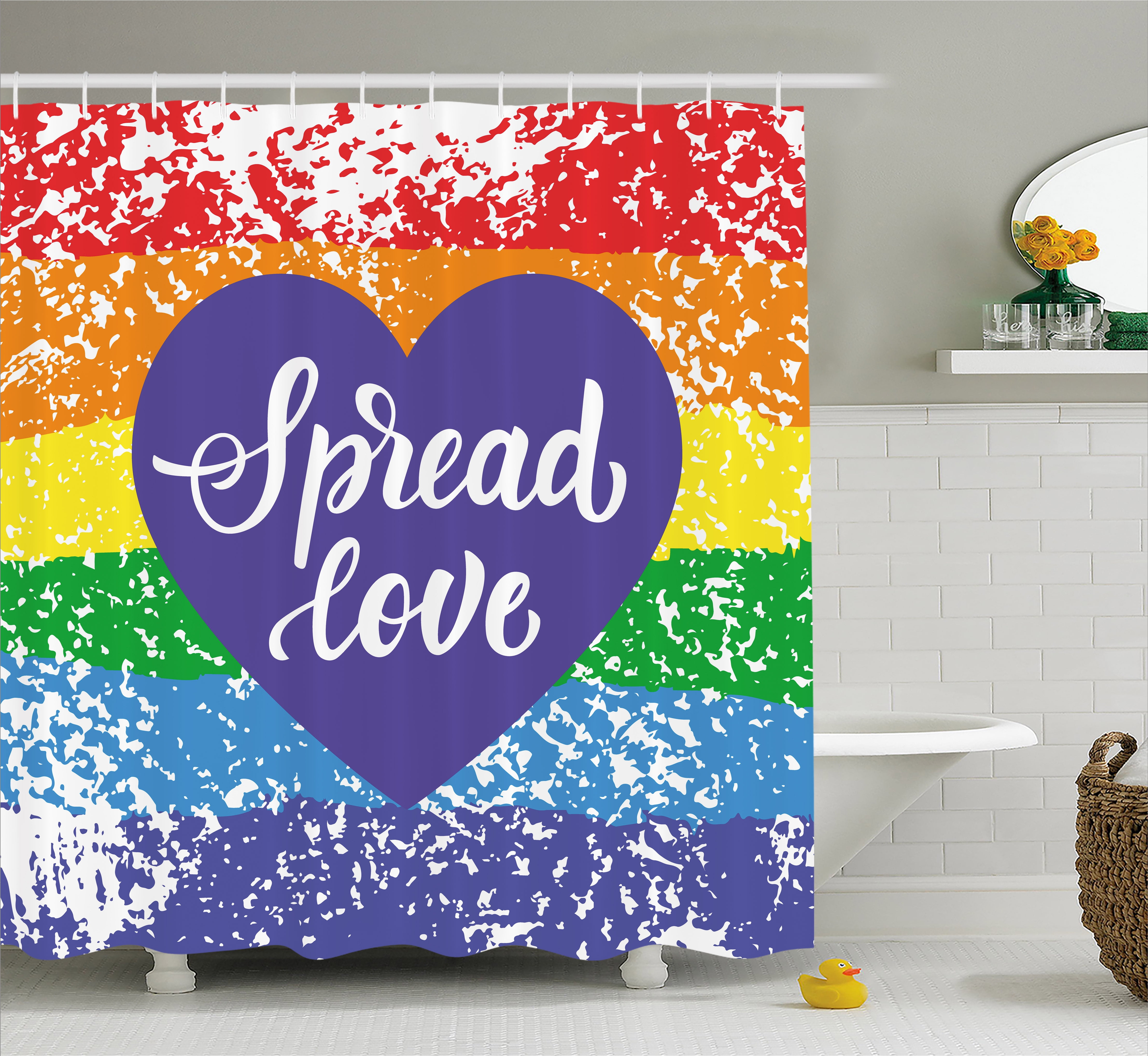 Pride Shower Curtain Spread Love Inspirational Hand Writing Heart Gay