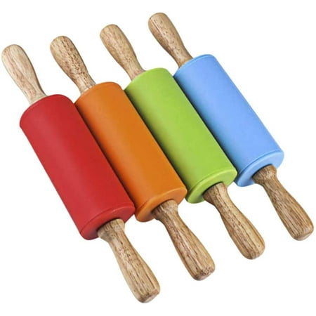 Mini Rolling Pin, Kids Wooden Handle Rolling Pin Silicone Rolling Pins ...