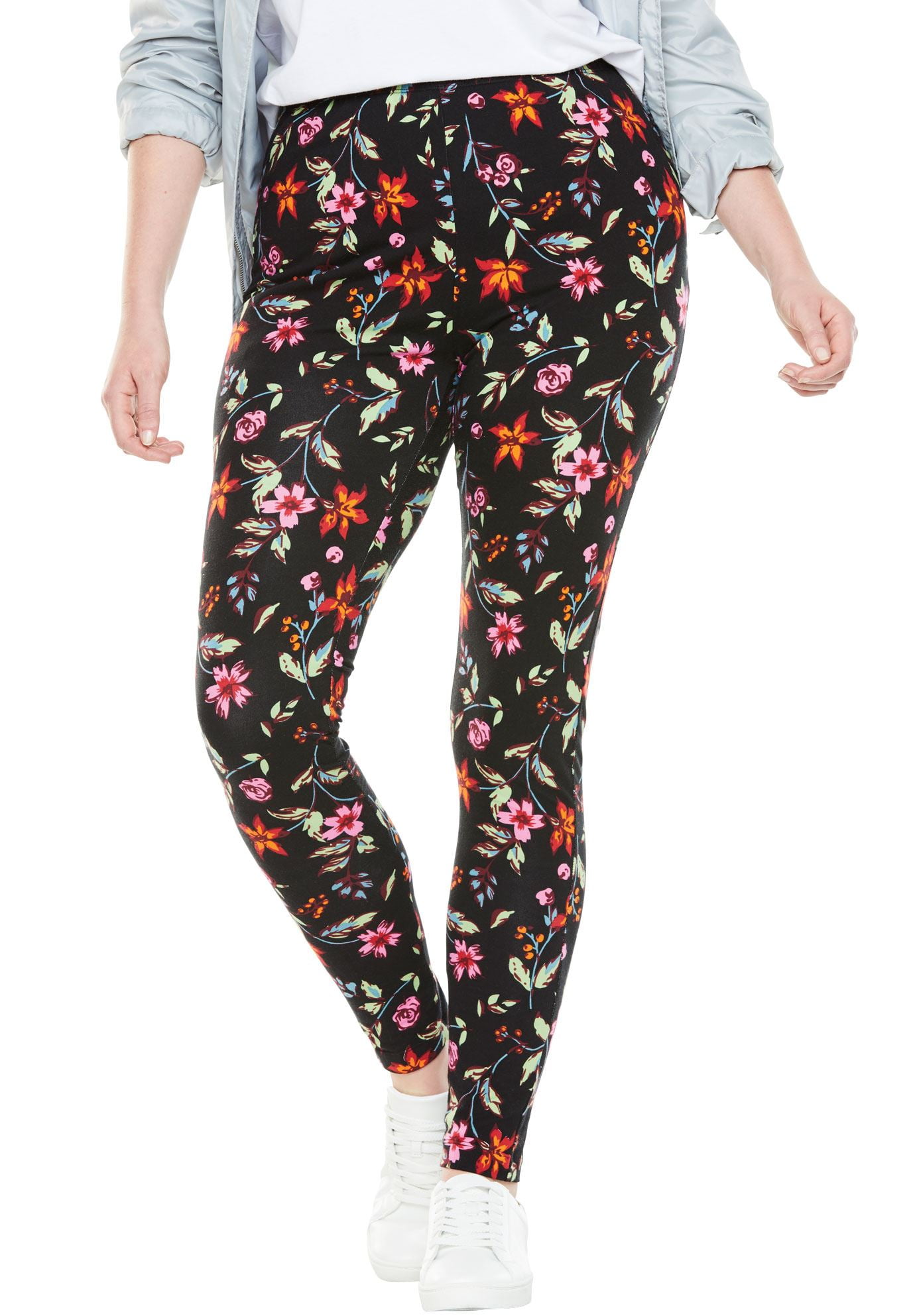 Woman Within Plus Size Tall Stretch Cotton Printed Legging