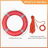 28in Boat Safety Throw Ring, 5.5lb Standard Life Ring with 98.4ft Water Floating Lifesaving Rope ...