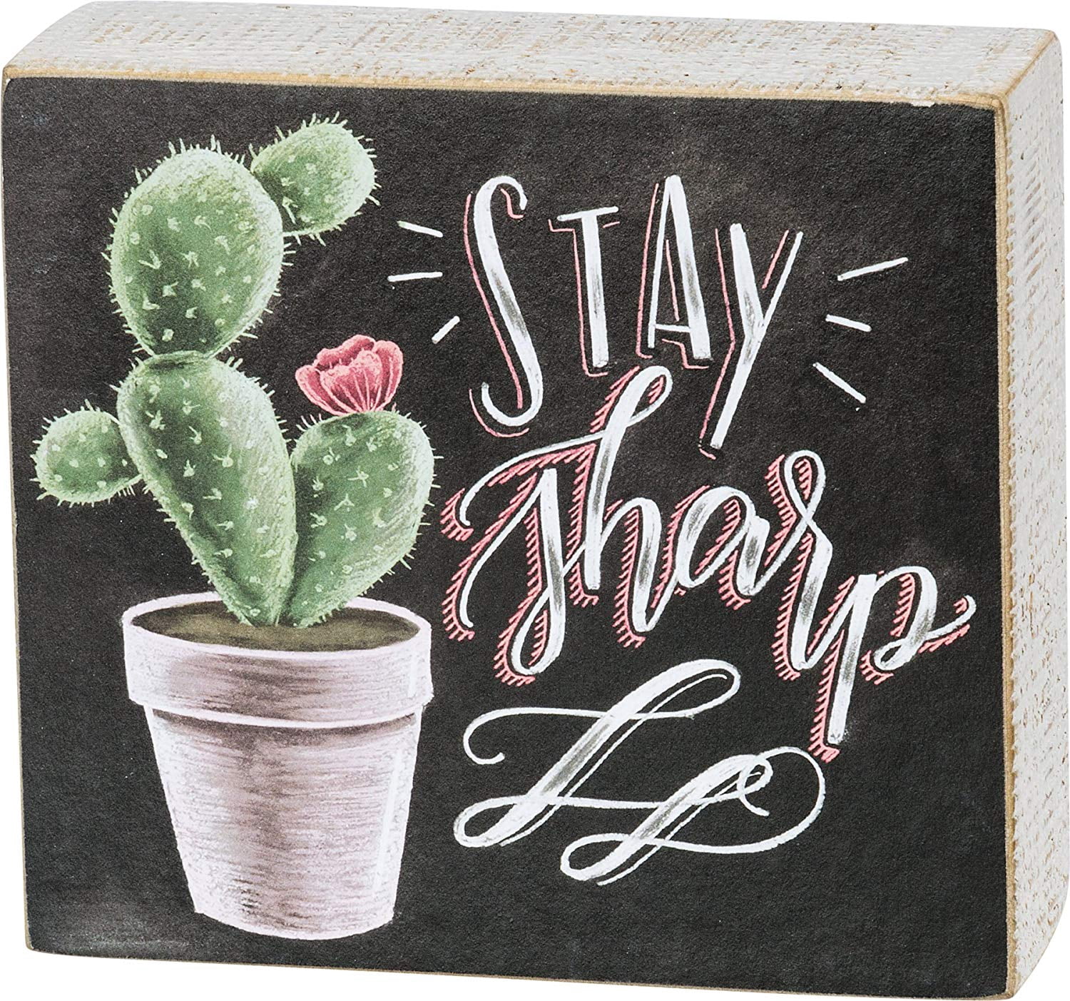 Stay Sharp Wooden Chalk Sign, 5.50" x 5" x 1.75" - Walmart.com
